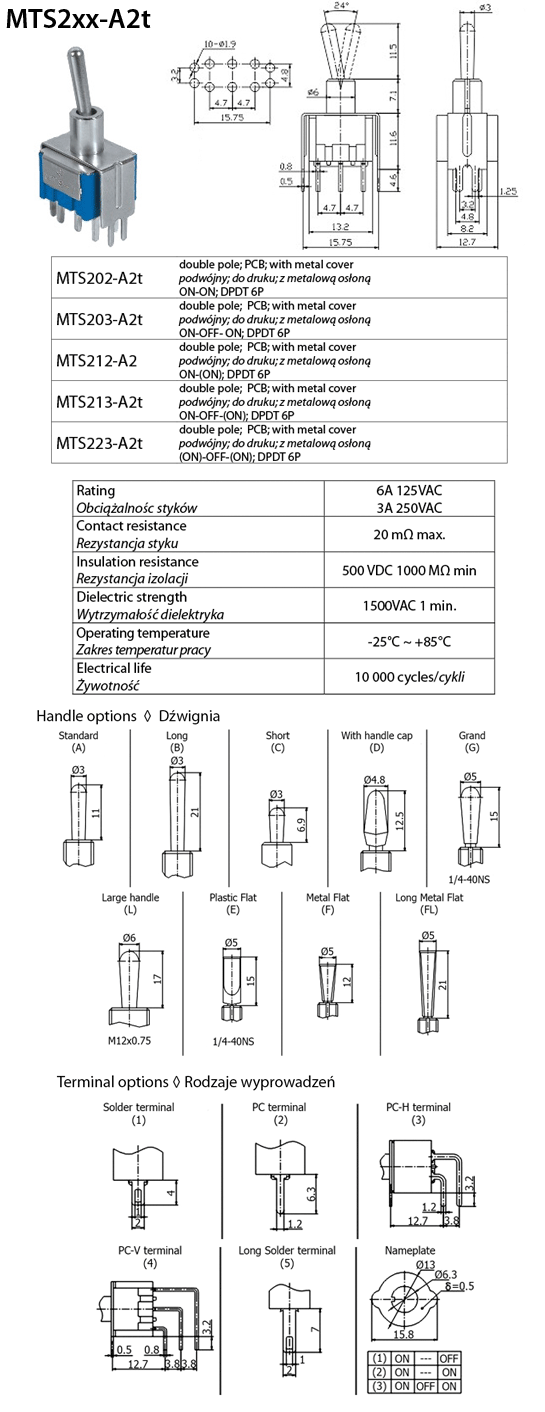 MTS202-A2T; toggle switch; | Micros